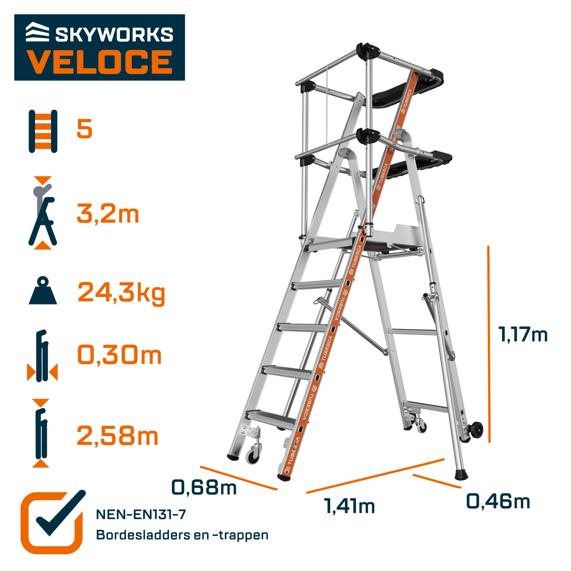 Platformtrap 5 treden – Optimaal stacomfort Makkelijk verrolbaar ...